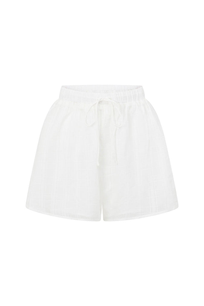 White High Waist Elastic Drawstring Hazel Shorts – SABO