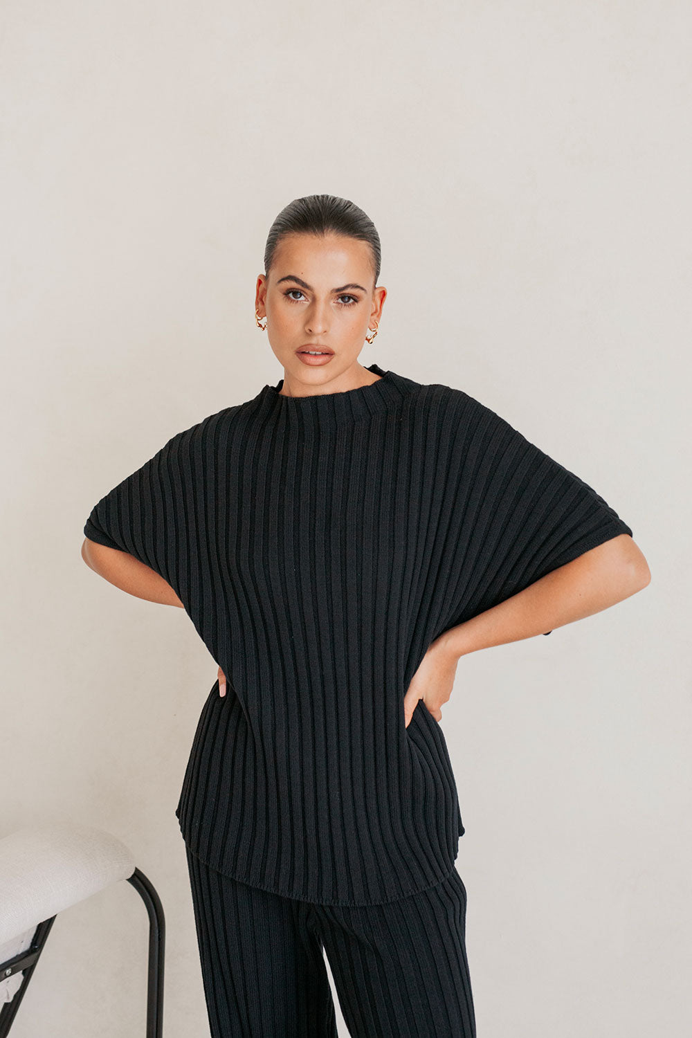 Celine Knit Ribbed Top - Black – SABO
